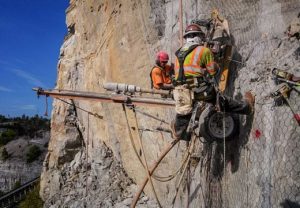 Steel Mesh - Quarry Rockfall Mesh Drape Installation